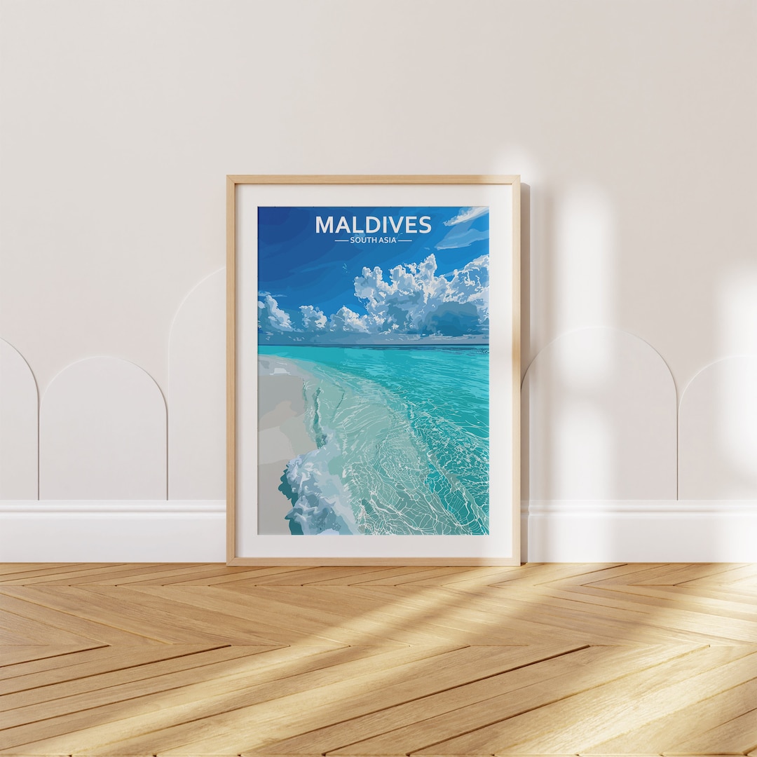 Maldives Travel Poster Maldives Travel Print South Asia Travel Poster ...