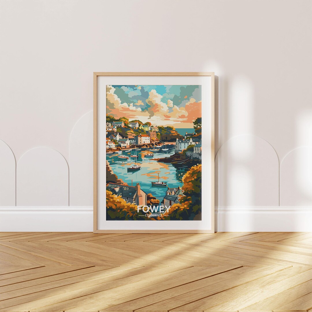 Fowey Travel Poster Fowey Travel Print Cornwall Travel Poster Cornwall ...