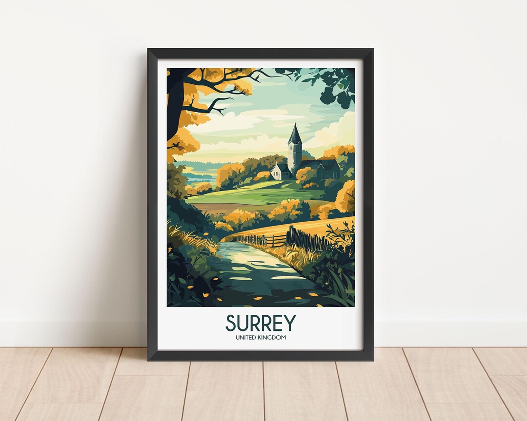 Surrey Travel Poster Surrey Travel Print United Kingdom Travel Poster United Kingdom Travel ...