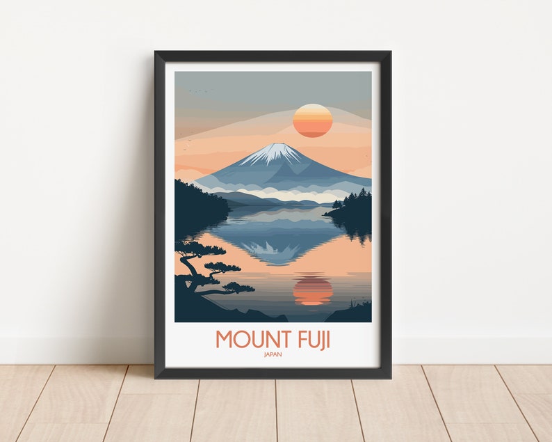 Mount Fuji Travel Poster Mount Fuji Travel Print Japan Travel Poster Japan Travel Print Wall Art ...