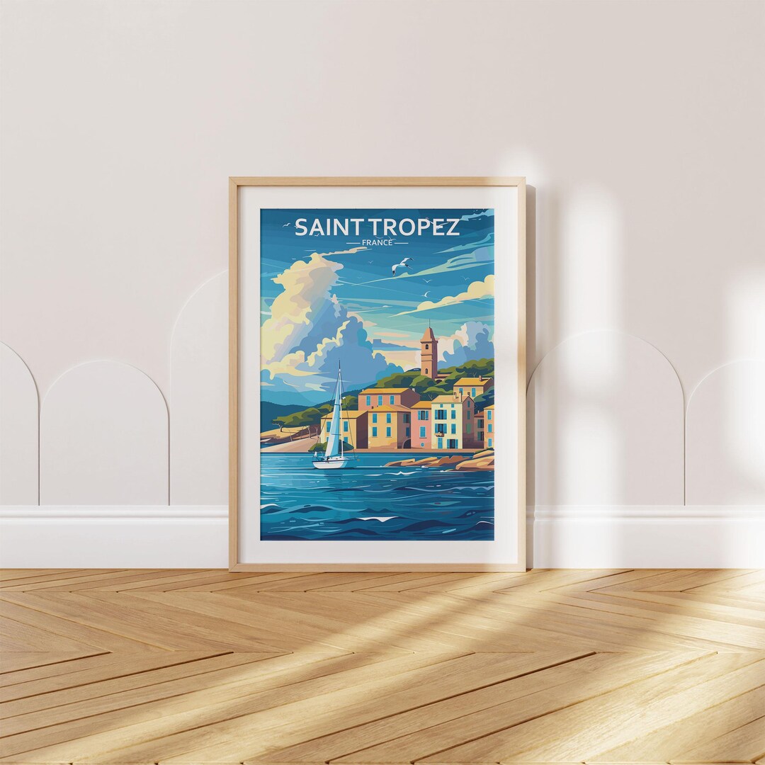 Saint Tropez Travel Poster Saint Tropez Travel Print France Travel Poster France Travel Print ...