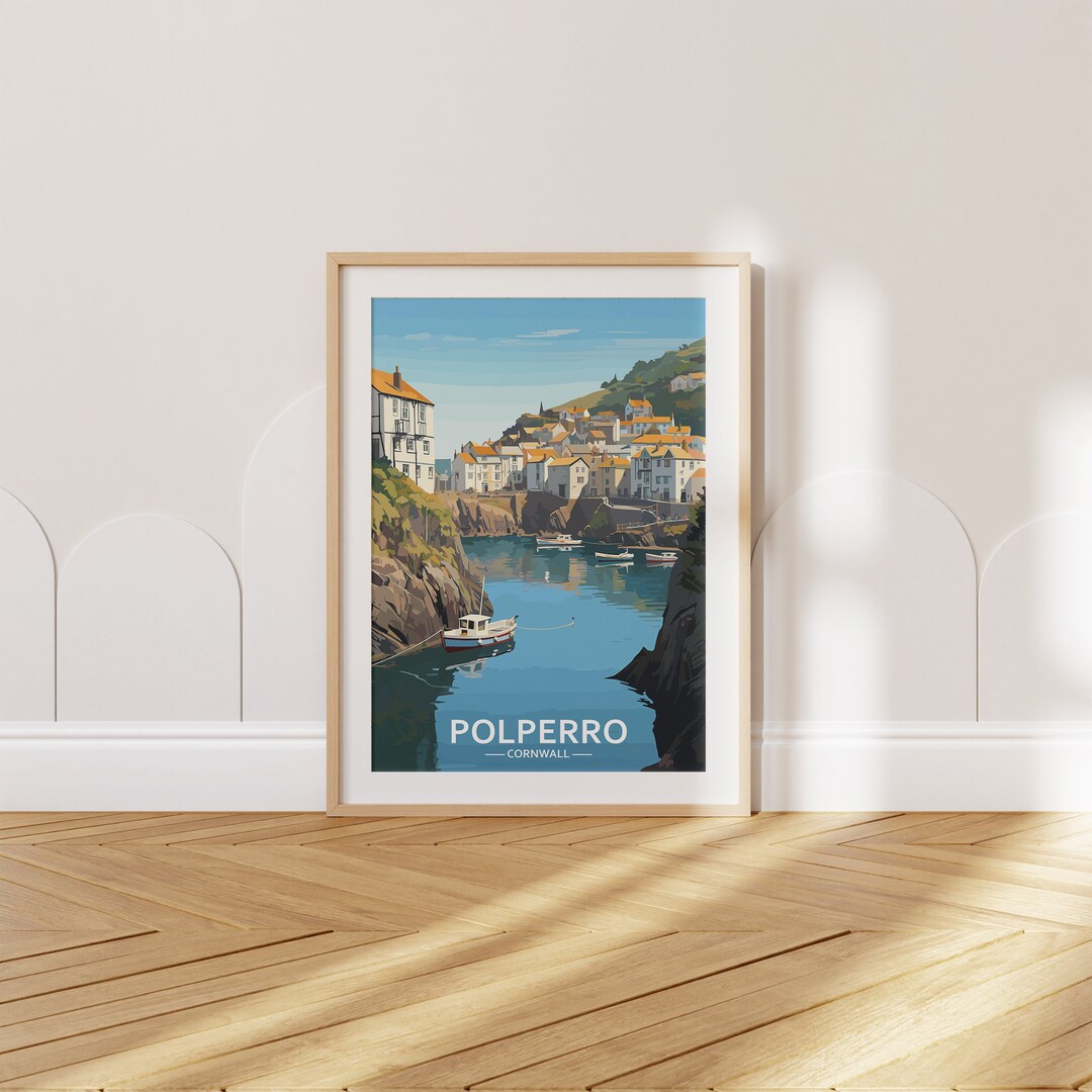 Polperro Travel Poster Polperro Travel Print Cornwall Travel Poster ...