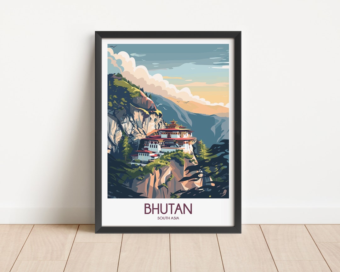 Bhutan Travel Poster Bhutan Travel Print South Asia Travel Poster South ...