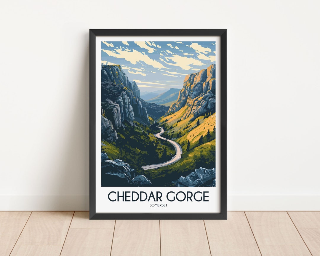 Cheddar Gorge Travel Poster Cheddar Gorge Travel Print Somerset Travel ...
