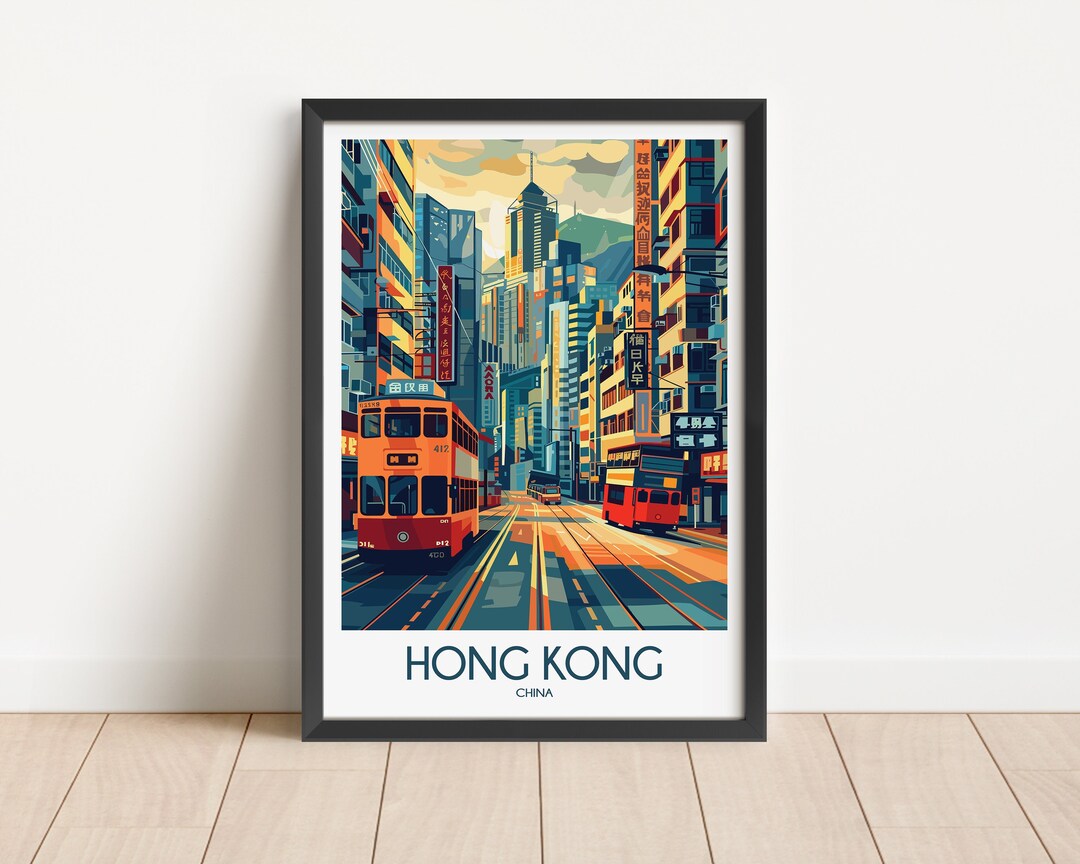 Hong Kong Travel Poster: China Cityscape Art Print - Etsy.de