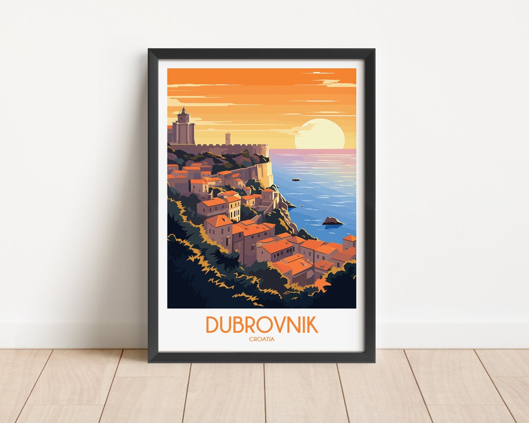Dubrovnik Croatia Travel Poster, Coastal Wall Art - Etsy