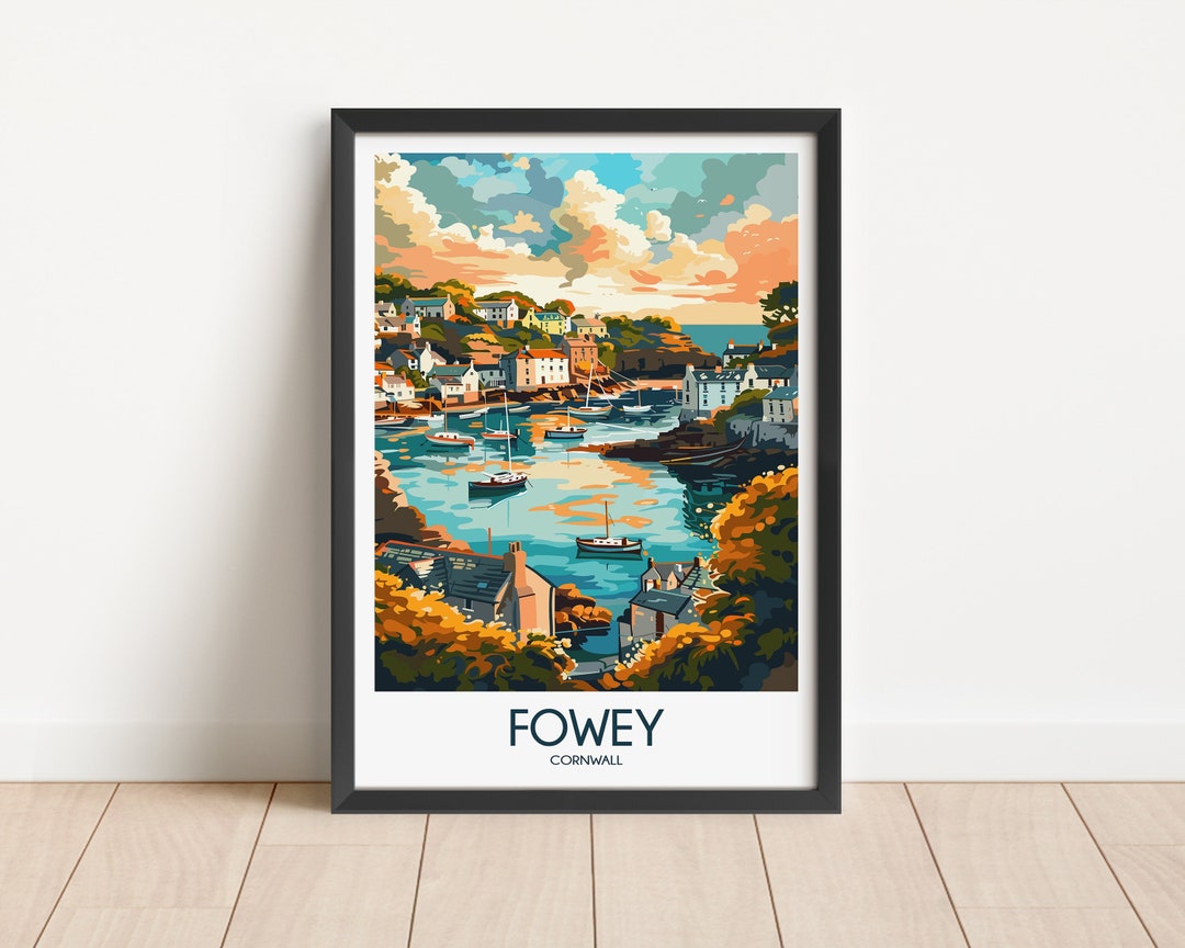 Fowey Travel Poster Fowey Travel Print Cornwall Travel Poster Cornwall ...