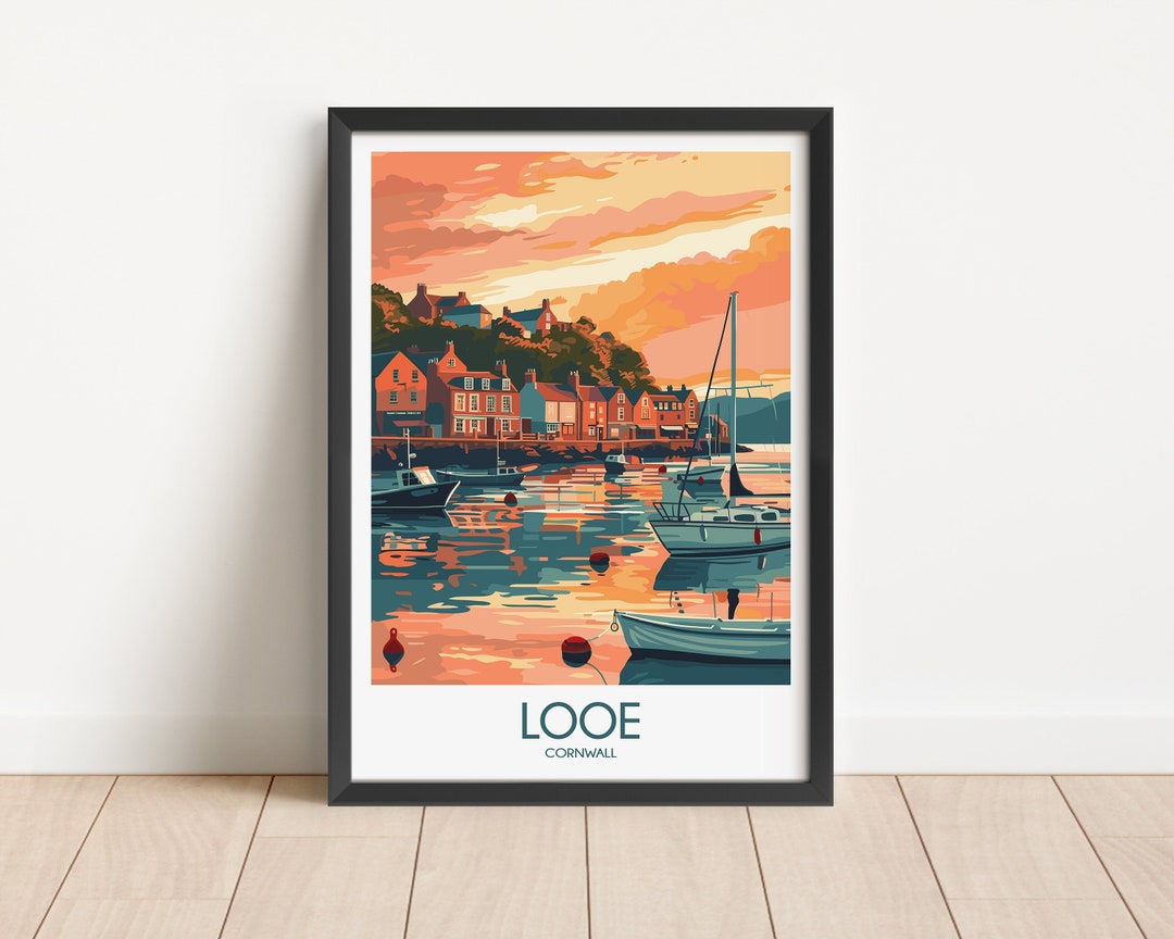 Looe Cornwall Travel Poster, Coastal Wall Art - Etsy