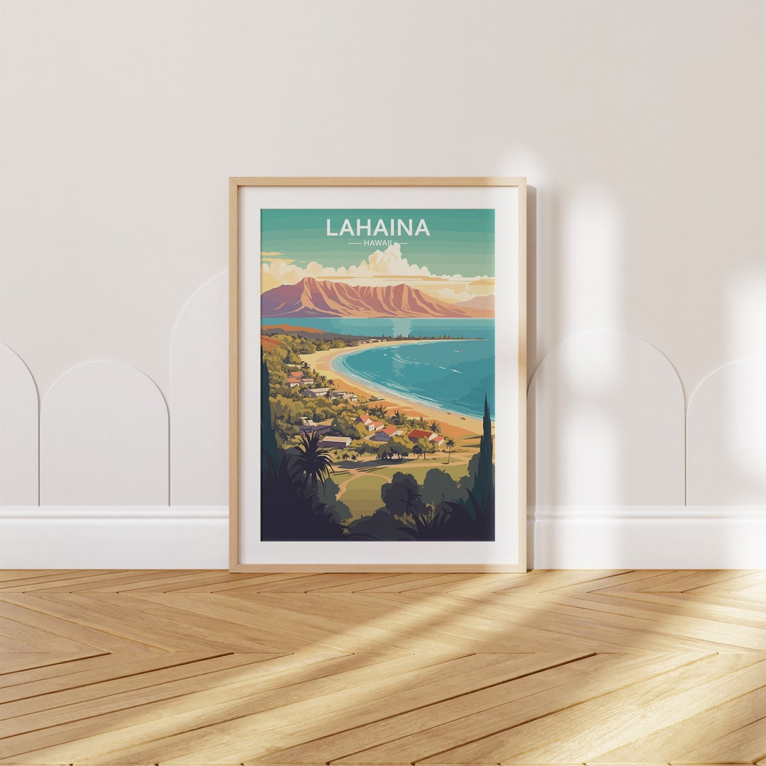 Lahaina Travel Poster Lahaina Travel Print Hawaii Travel Poster Hawaii ...