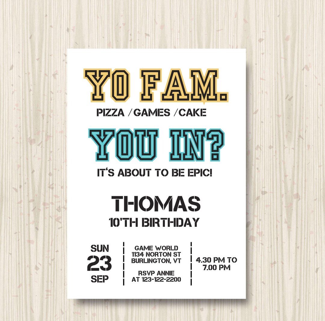 Editable Yo Fam Bruh Birthday Invitation Template, Bruh Invite, Bruh ...