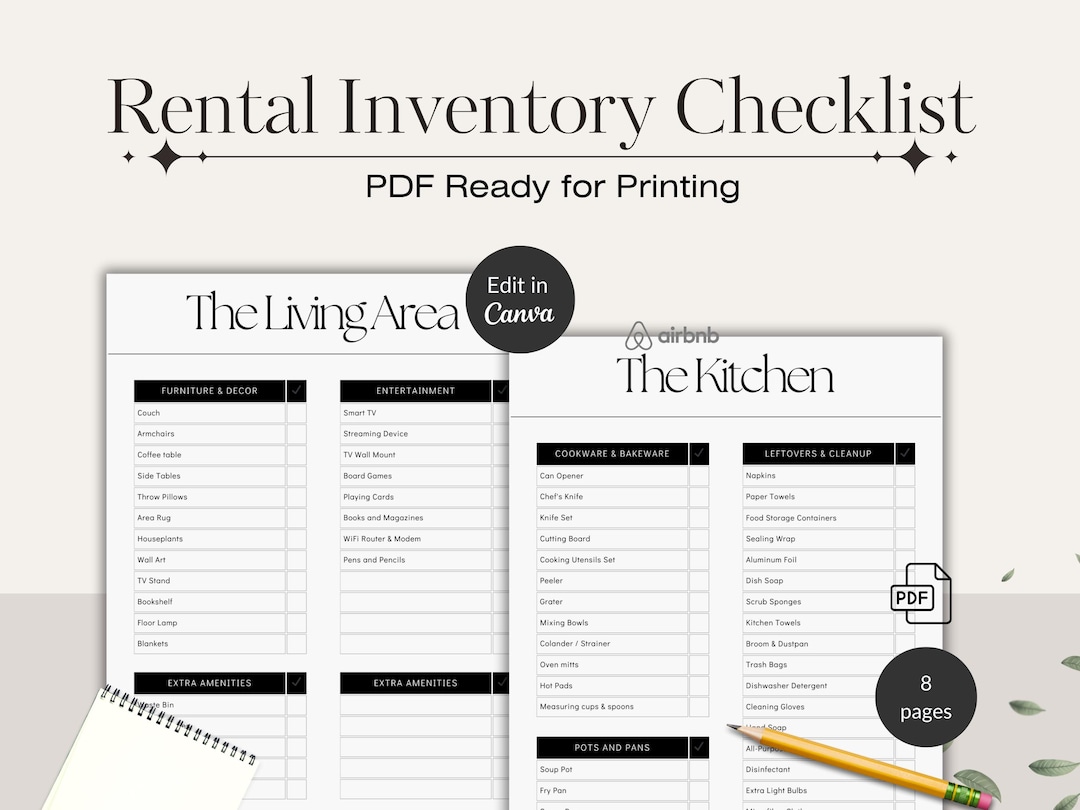 Vacation Rental Inventory Checklist Pdf