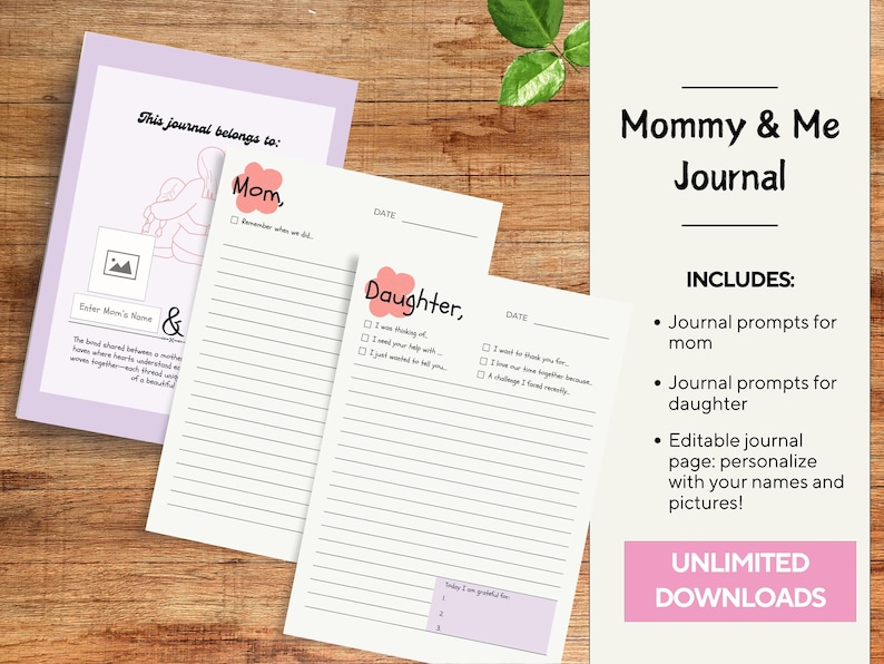Mommy and Me Journal, Daughter Gift, Fun Activity (digital Download) - Etsy