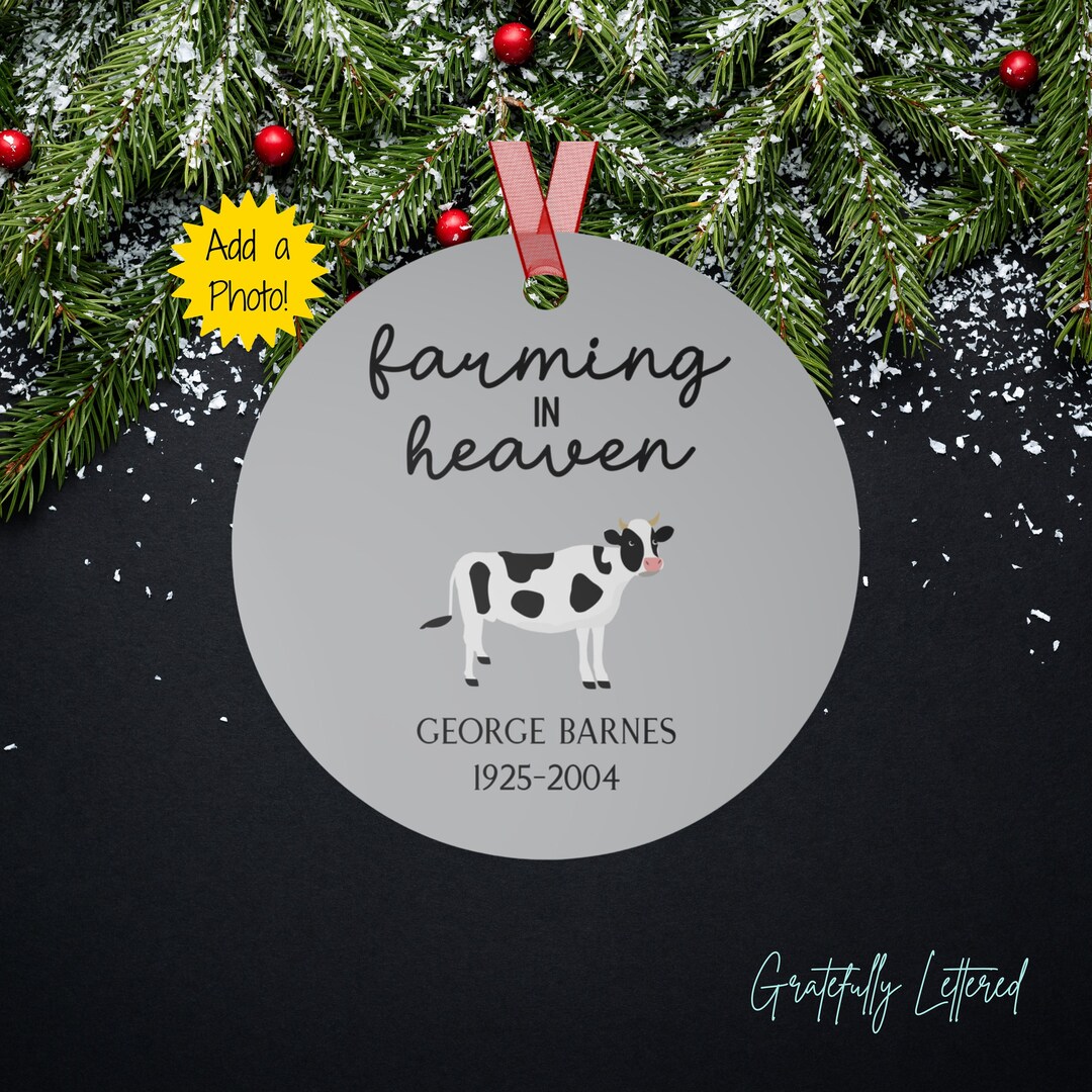 Farming in Heaven Memorial Ornament, Personalized Farmer Sympathy Gift ...