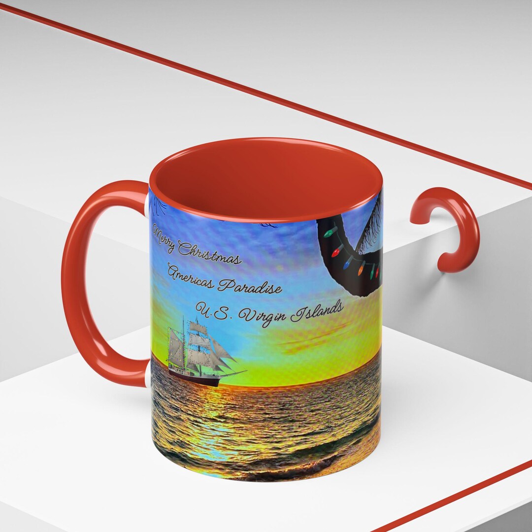 Coffee Mug, Virgin Islands Christmas Mug, Ceramic Tea Cup, Holiday Gift ...