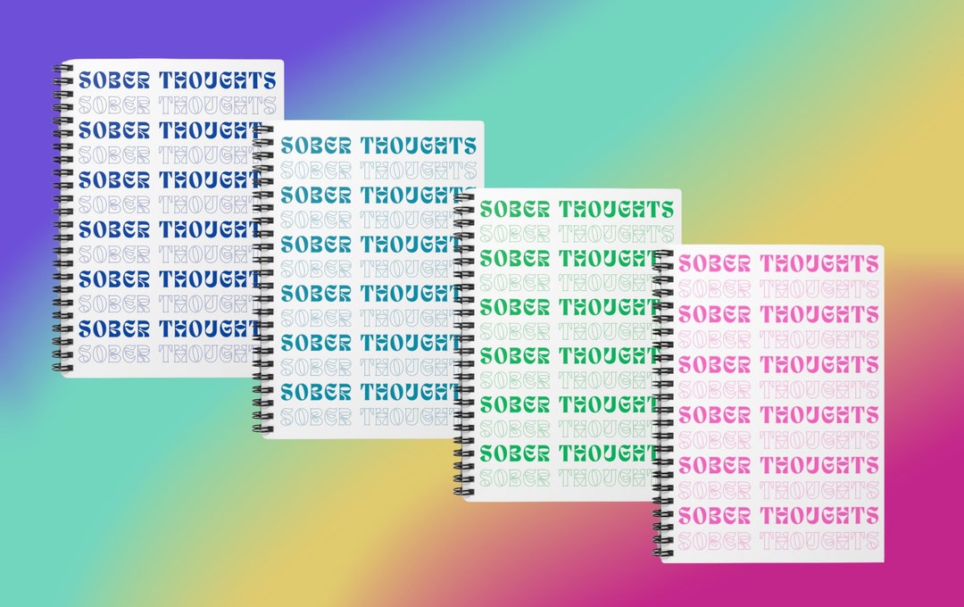 Sober Thoughts Sobriety Journal Summer Colors Pink, Aqua, Blue or Green ...