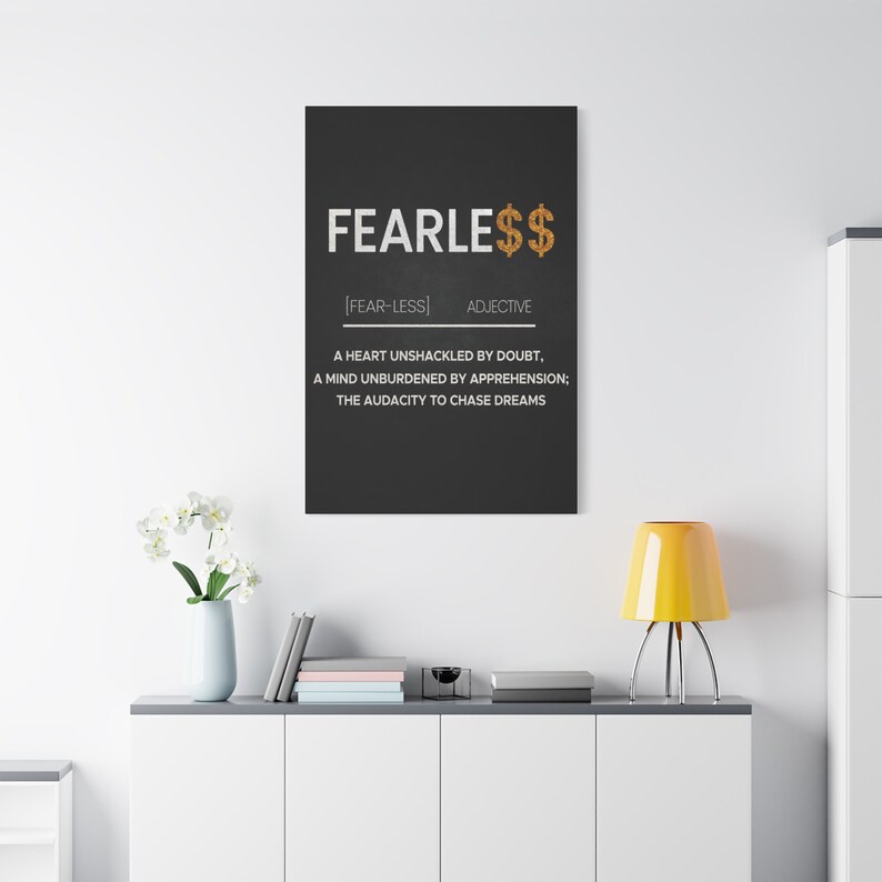 Fearless Definition Canvas Money Motivational Art Gold Black - Etsy