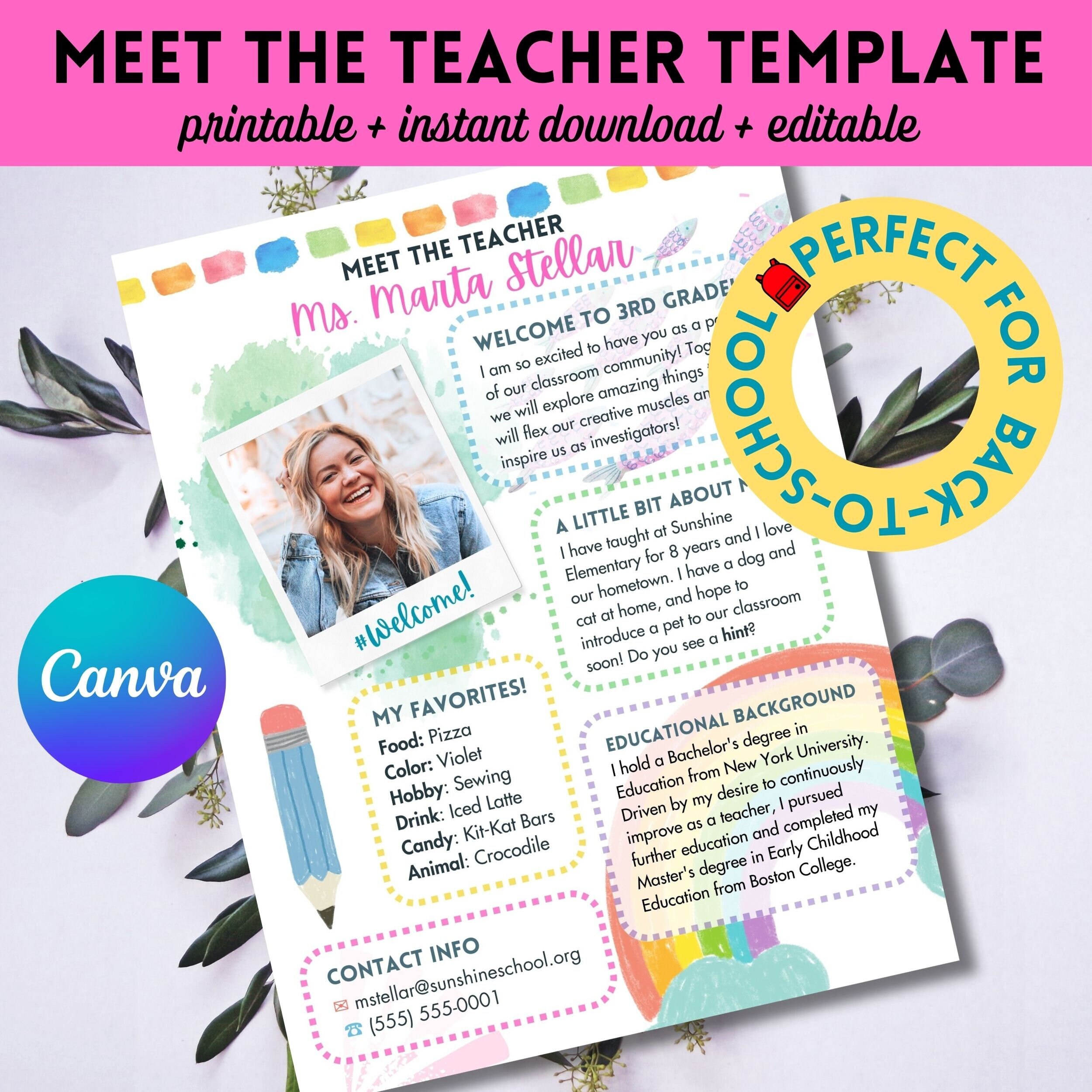 Meet the Teacher Editable Templates, INSTANT DOWNLOAD, Classroom ...