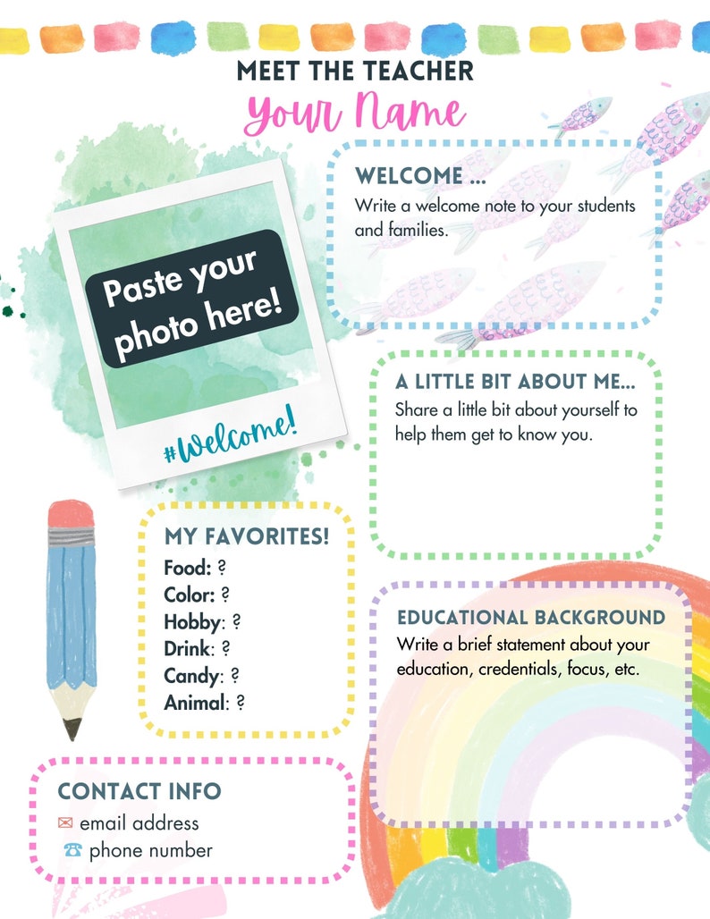 Meet the Teacher Editable Templates, INSTANT DOWNLOAD, Classroom ...