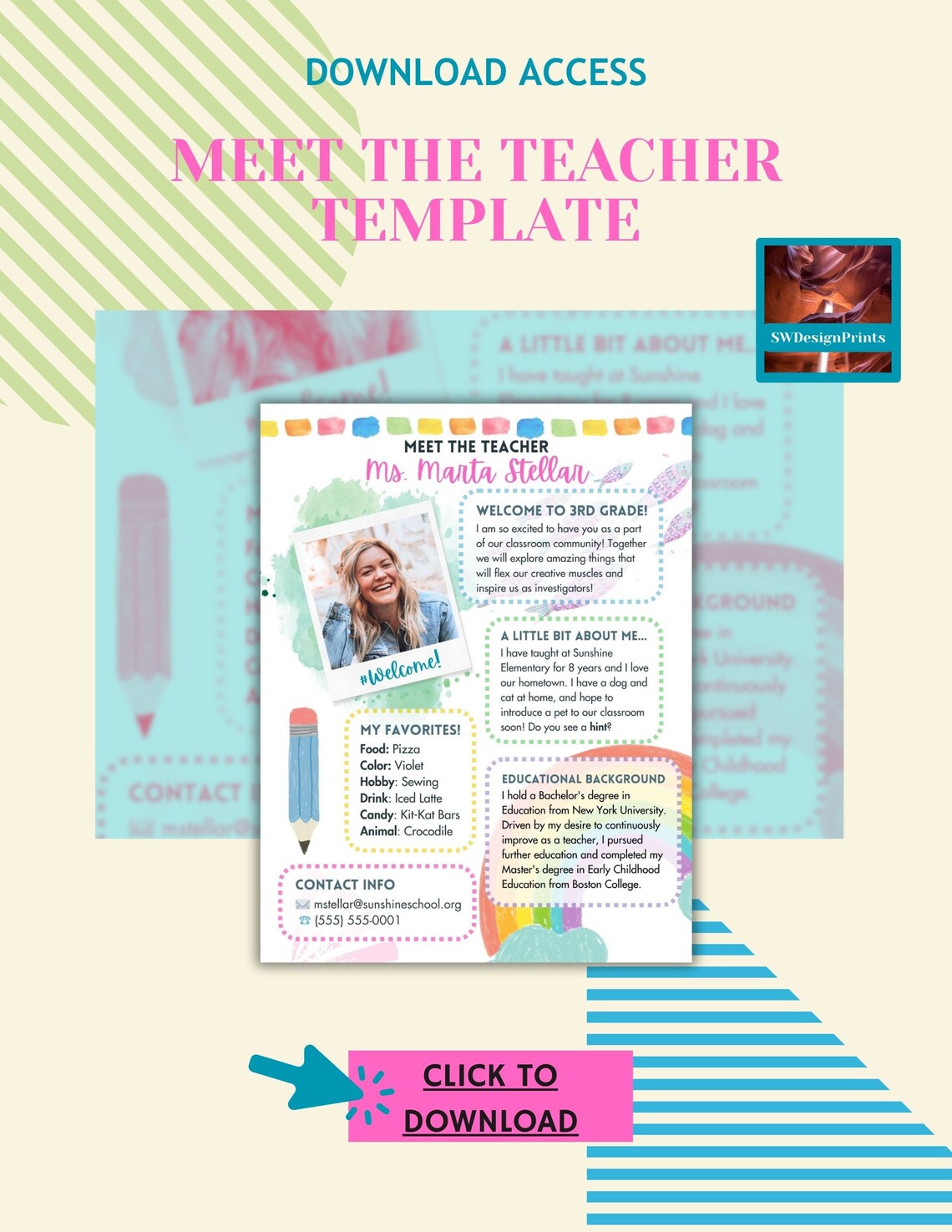 Meet the Teacher Editable Templates, INSTANT DOWNLOAD, Classroom ...