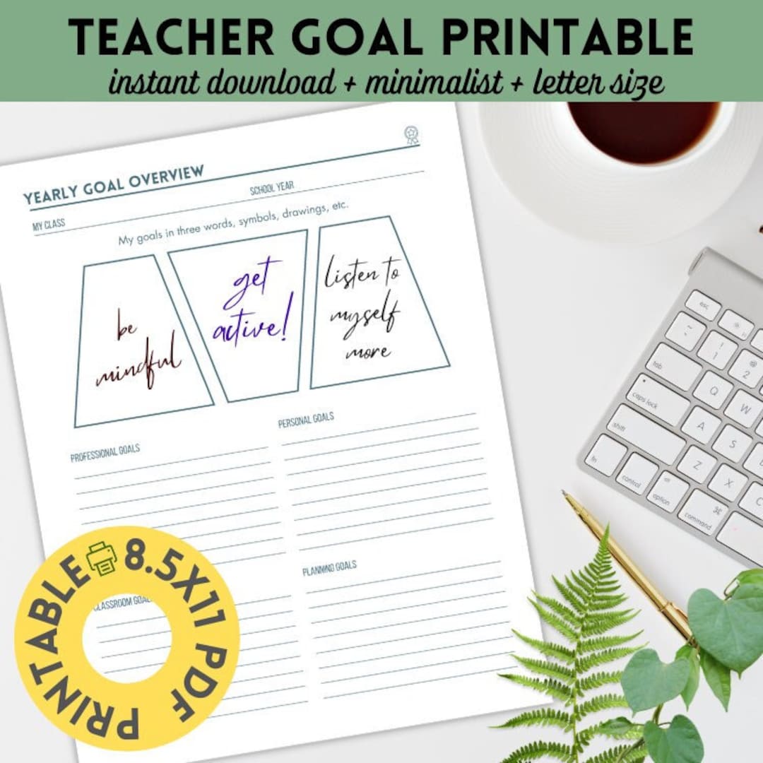 Teacher Planner Pages: Simple Yearly Goal Planning Page PDF - Etsy