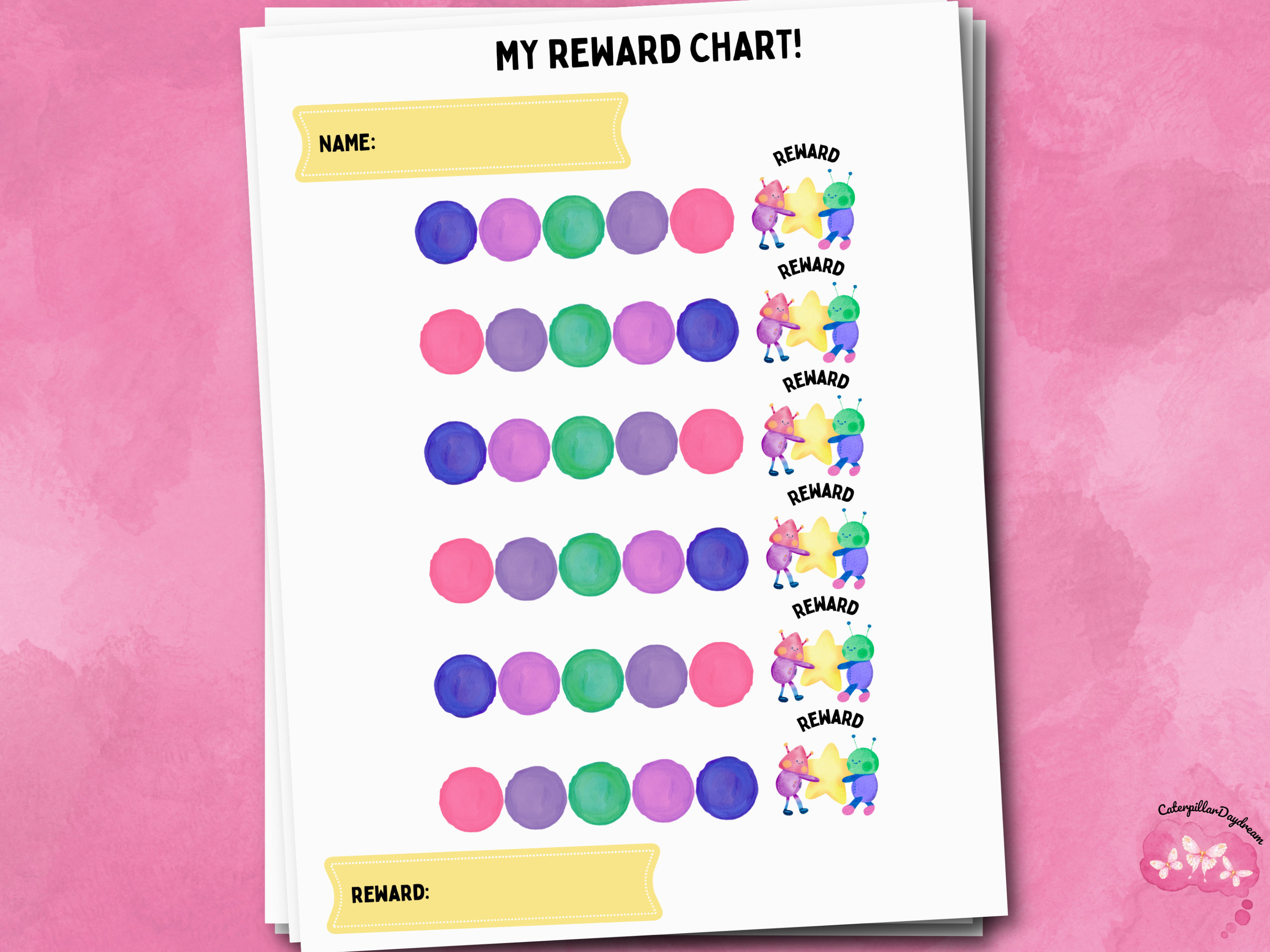 Printable Reward Chart, Rainbow Sticker Chart, Instant Download ...