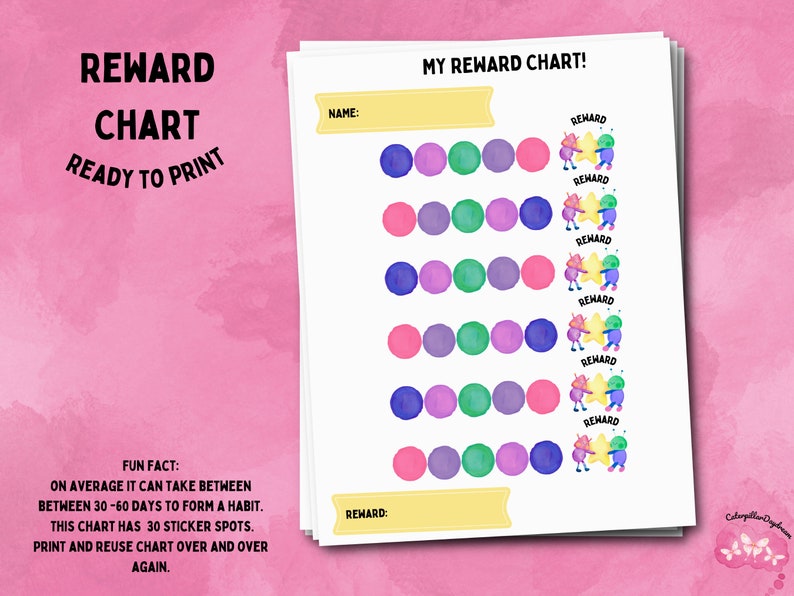 Reward Chart, Toddler Reward Chart, Reward Chart Printable, Kids ...