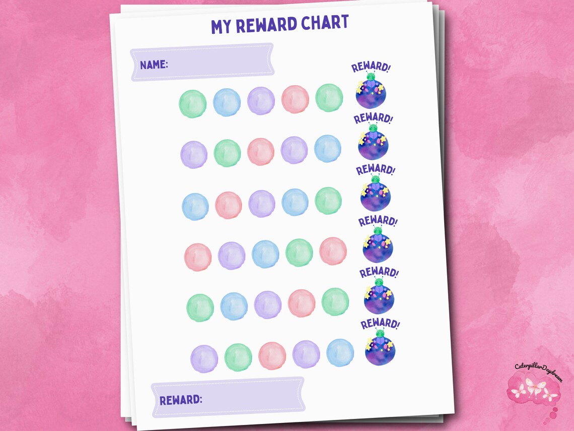 Printable Reward Chart, Rainbow Sticker Chart, Instant Download ...