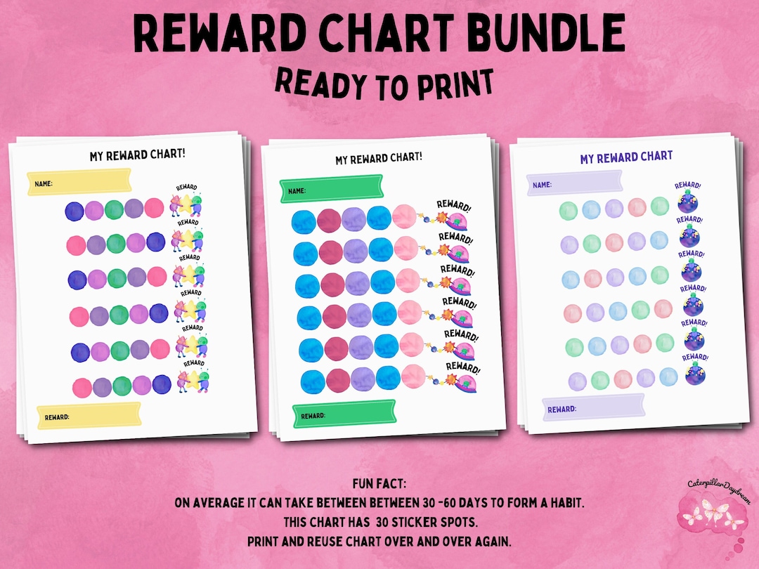 Printable Reward Chart, Rainbow Sticker Chart, Instant Download ...