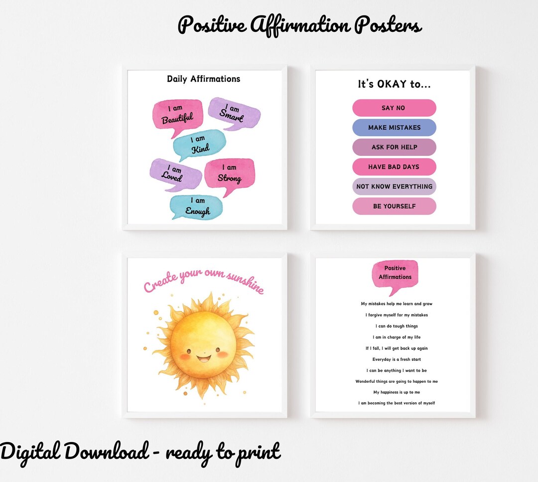 Bundle of 4 Positive Affirmations Posters, Montessori, Classroom ...