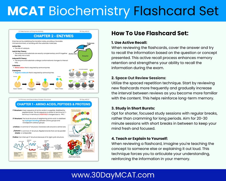 MCAT Biochemistry Flashcard Set - Etsy