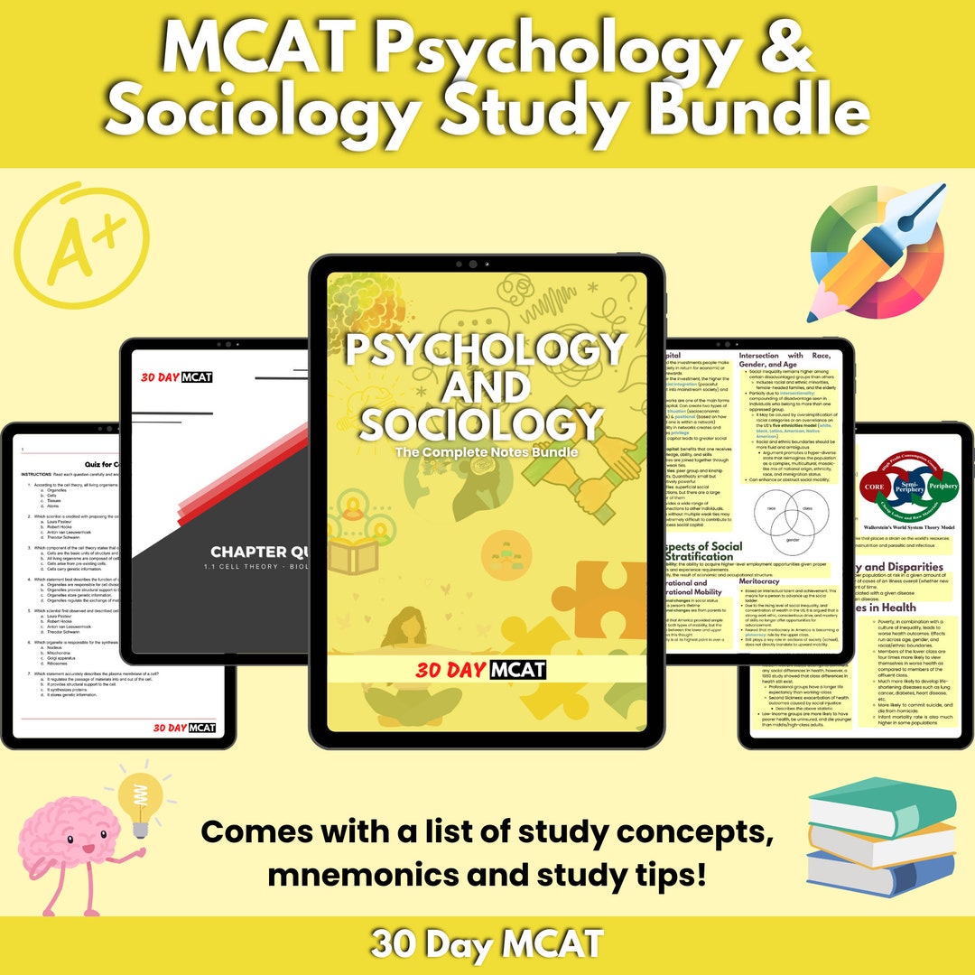 MCAT Psychology and Sociology Study Notes Bundle With Question and ...
