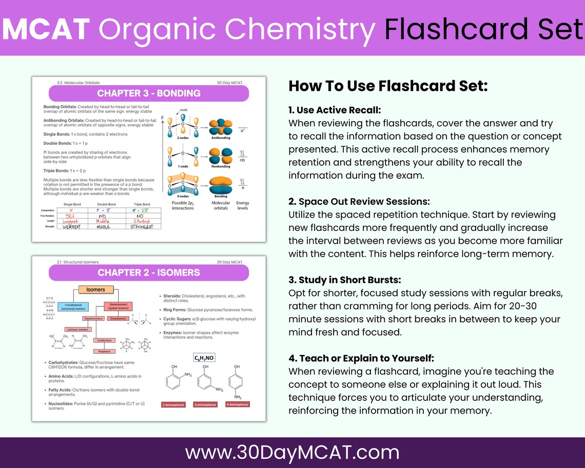 MCAT Organic Chemistry Flashcard Set - Etsy