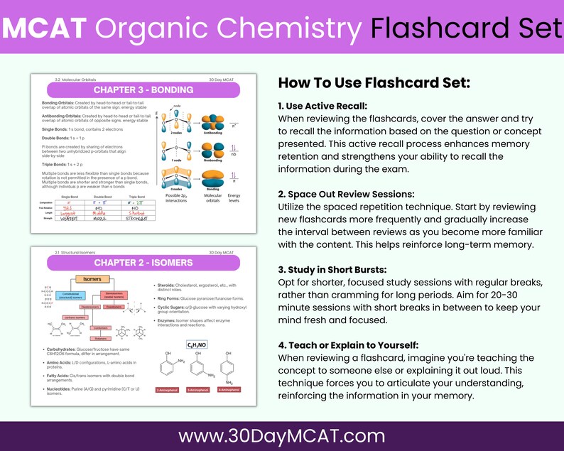 MCAT Organic Chemistry Flashcard Set - Etsy