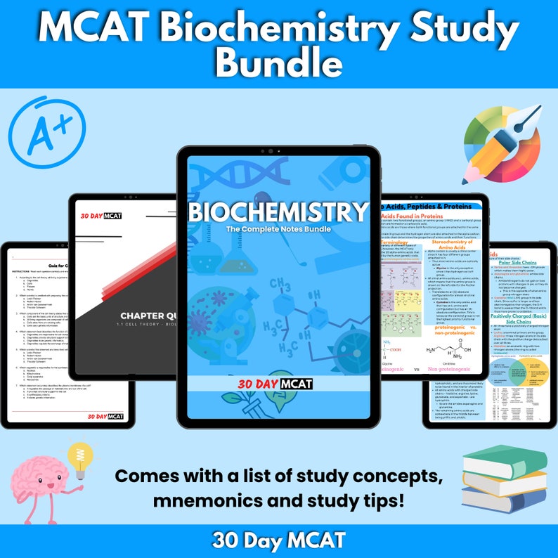 MCAT Biochemistry Study Notes Bundle With Question and Answers! - Etsy