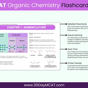 MCAT Organic Chemistry Flashcard Set - Etsy