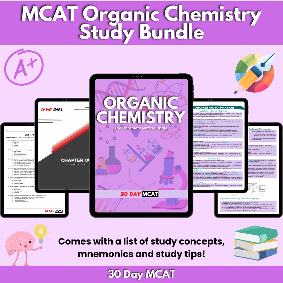 MCAT Organic Chemistry Study Notes Bundle With Question and Answers! - Etsy