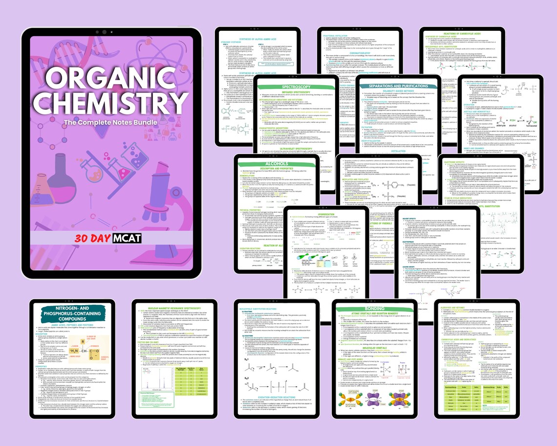 MCAT Organic Chemistry Study Notes Bundle With Question and Answers! - Etsy