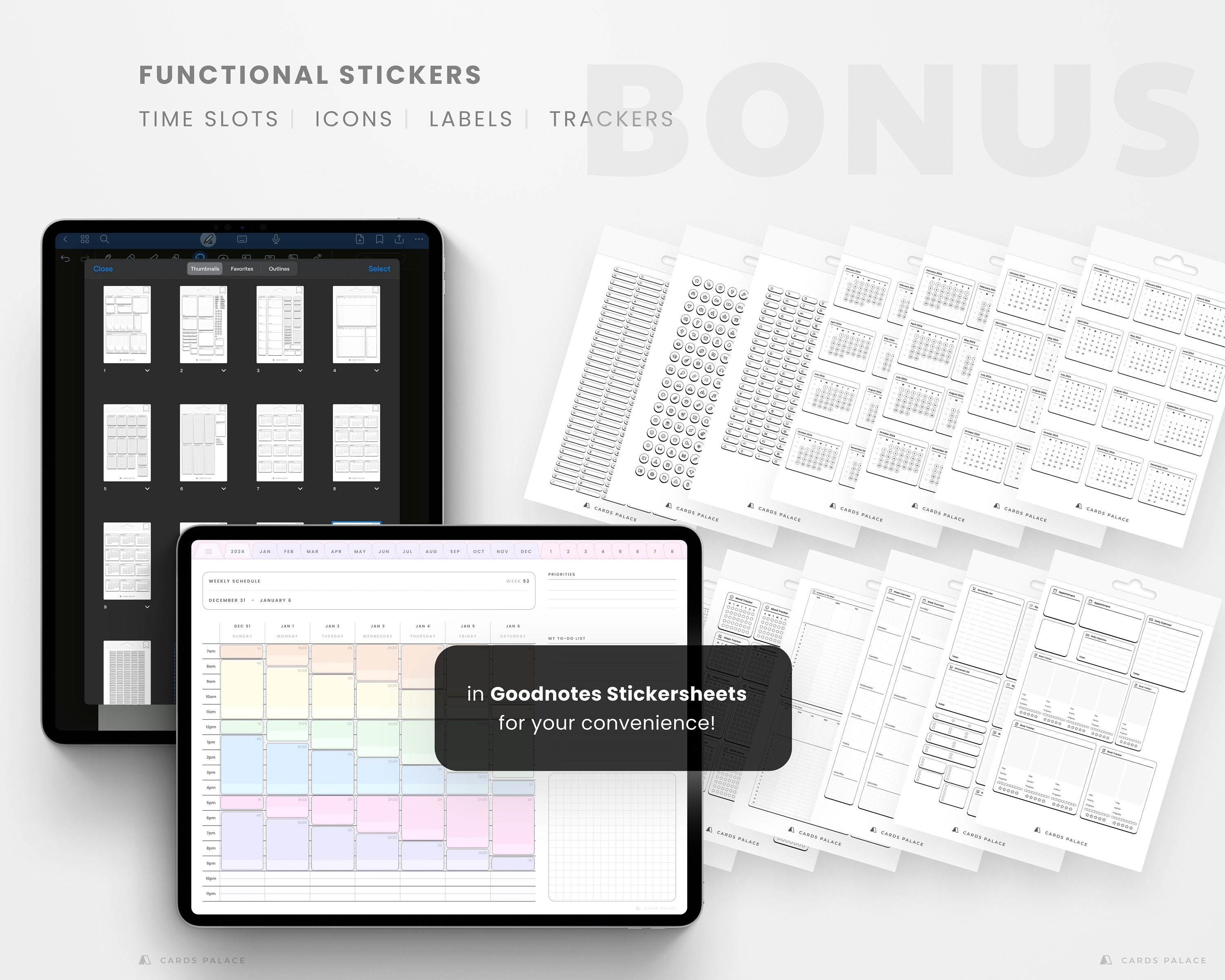 2024 Dark Mode Digital Planner Landscape, 2024 Digital Dated Daily ...