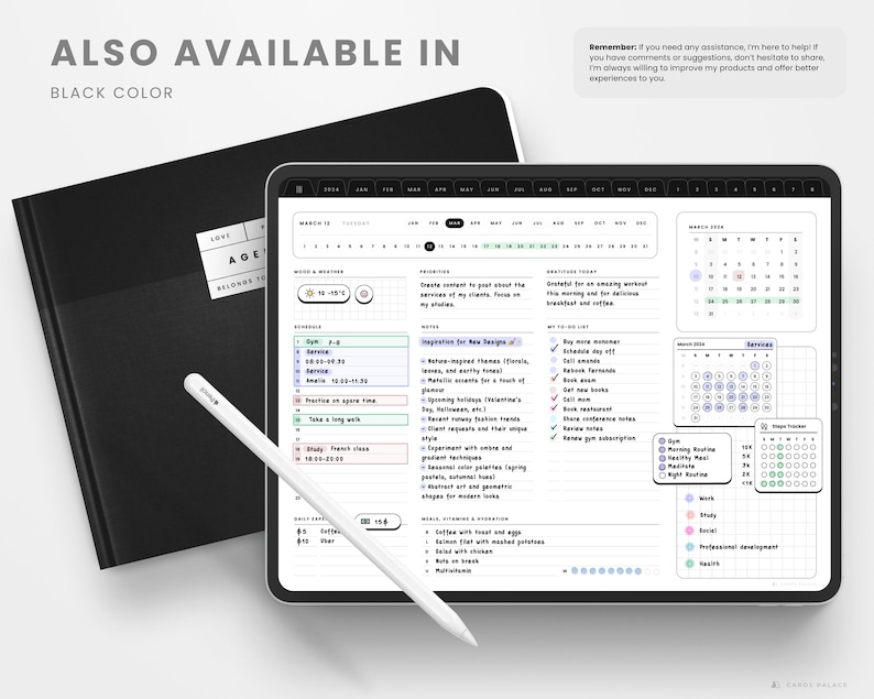 2024 Digital Planner Landscape, 2024 Digital Dated Daily Planner ...
