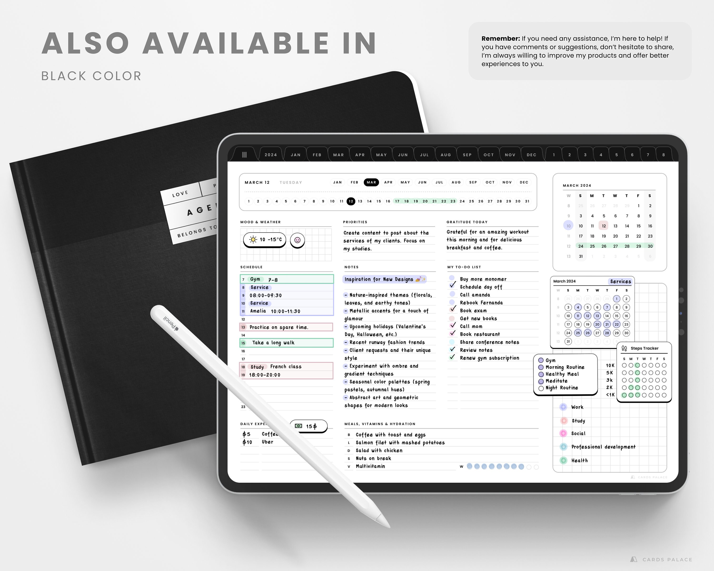 2024 Digital Planner Landscape, 2024 Digital Dated Daily Planner ...