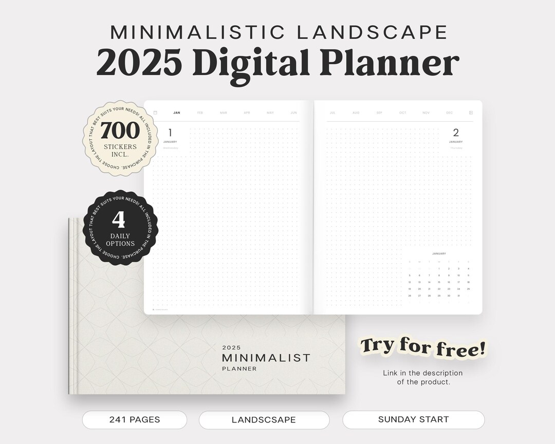 2025 Minimalist Digital Planner Bullet Journal Simple 2025 Agenda ...