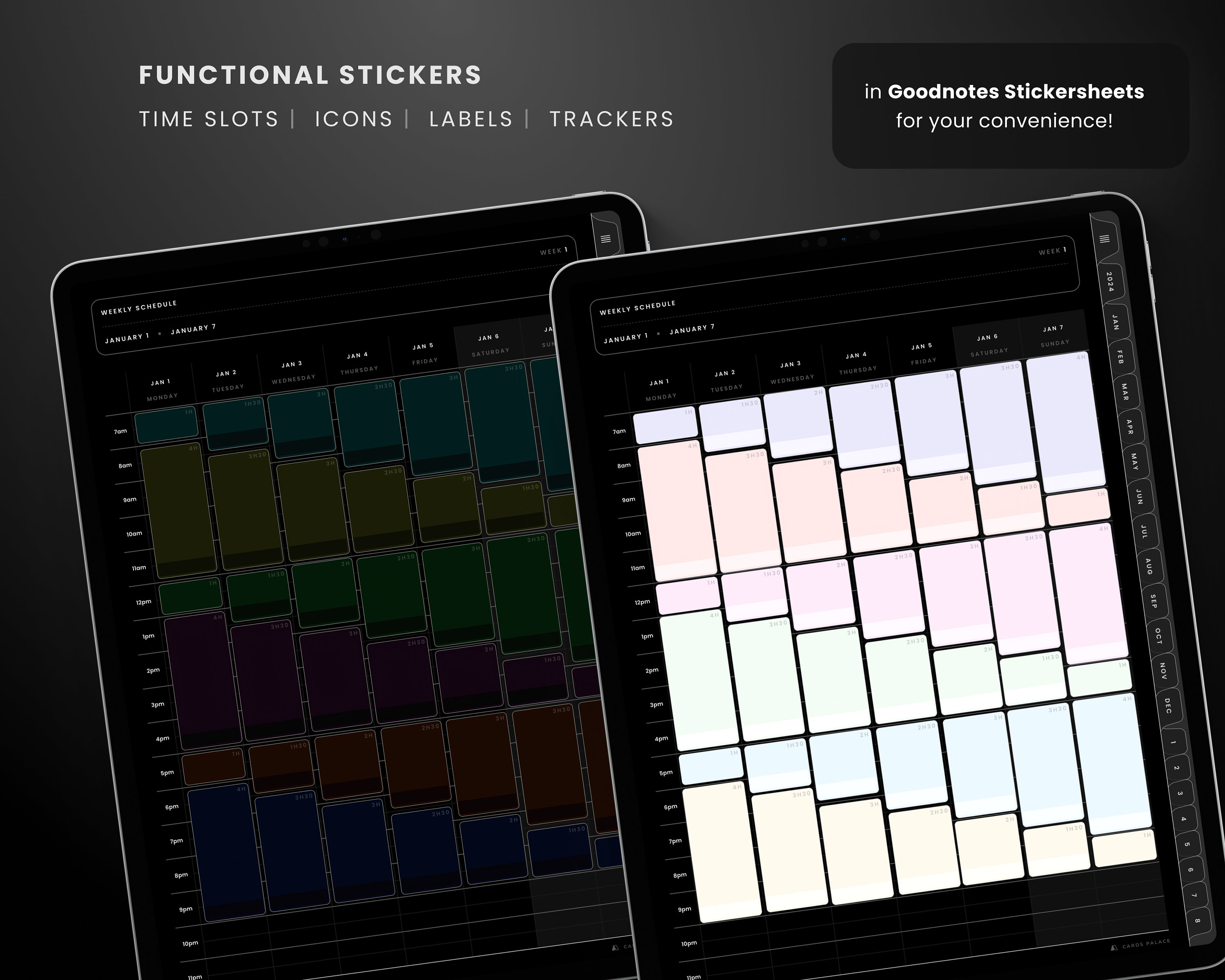 2024 Dark Mode Planner, 2024 Digital Planner in Dark Mode, 2024 Dark ...