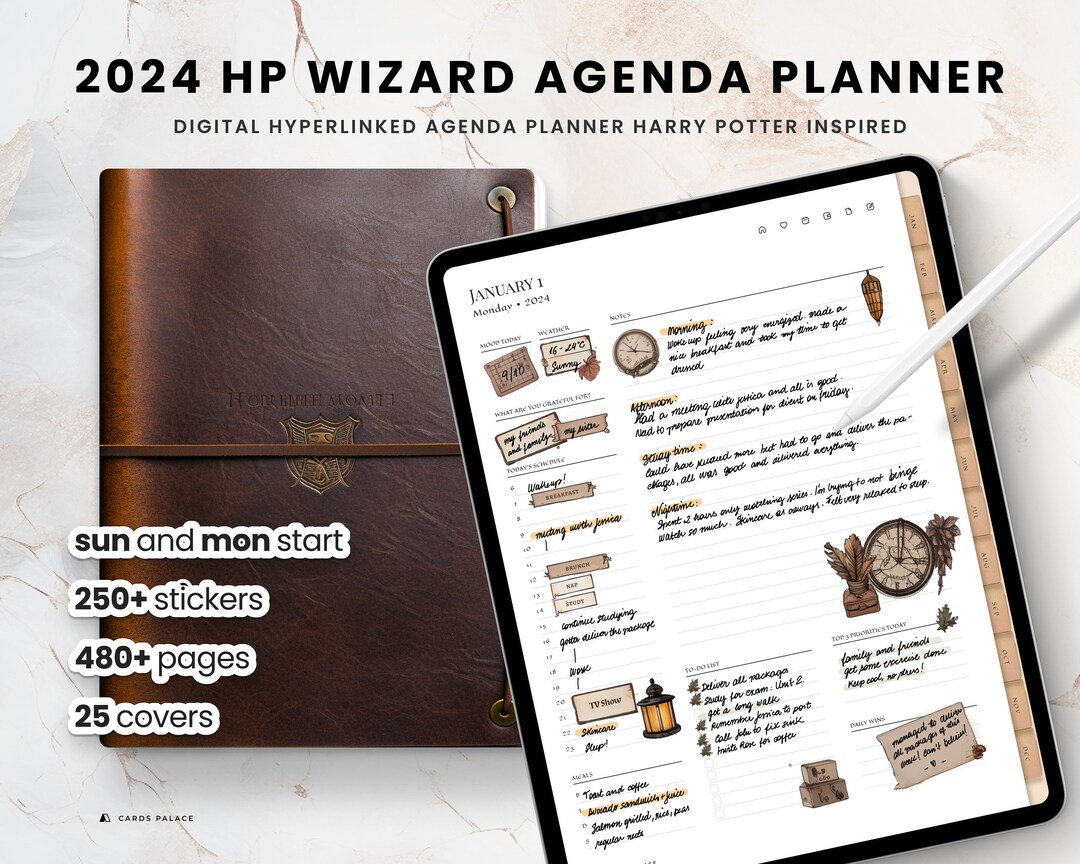 2024 Simple Agenda Planner Wizard Inspired HP Diary Daily Weekly ...
