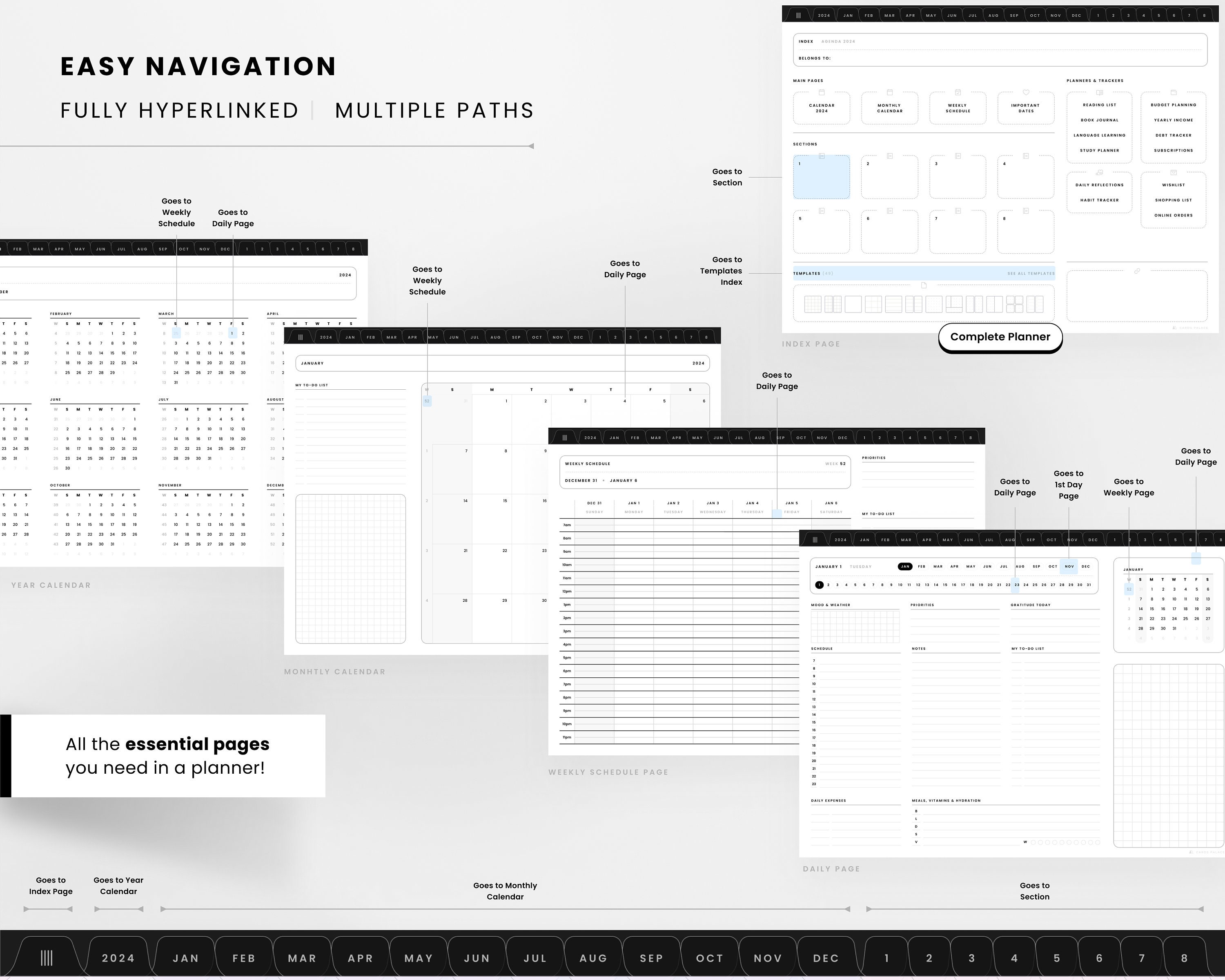 2024 Digital Planner Landscape, 2024 Digital Dated Daily Planner ...