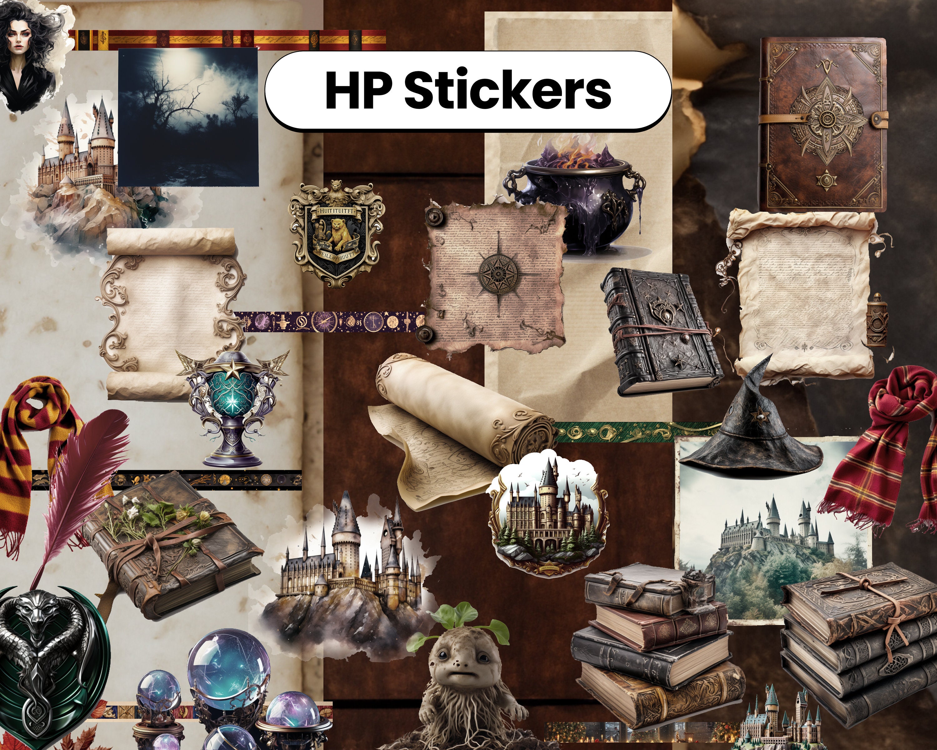 Magic Potter HP Digital Stickers PNG Washi Tapes & Stickers for ...