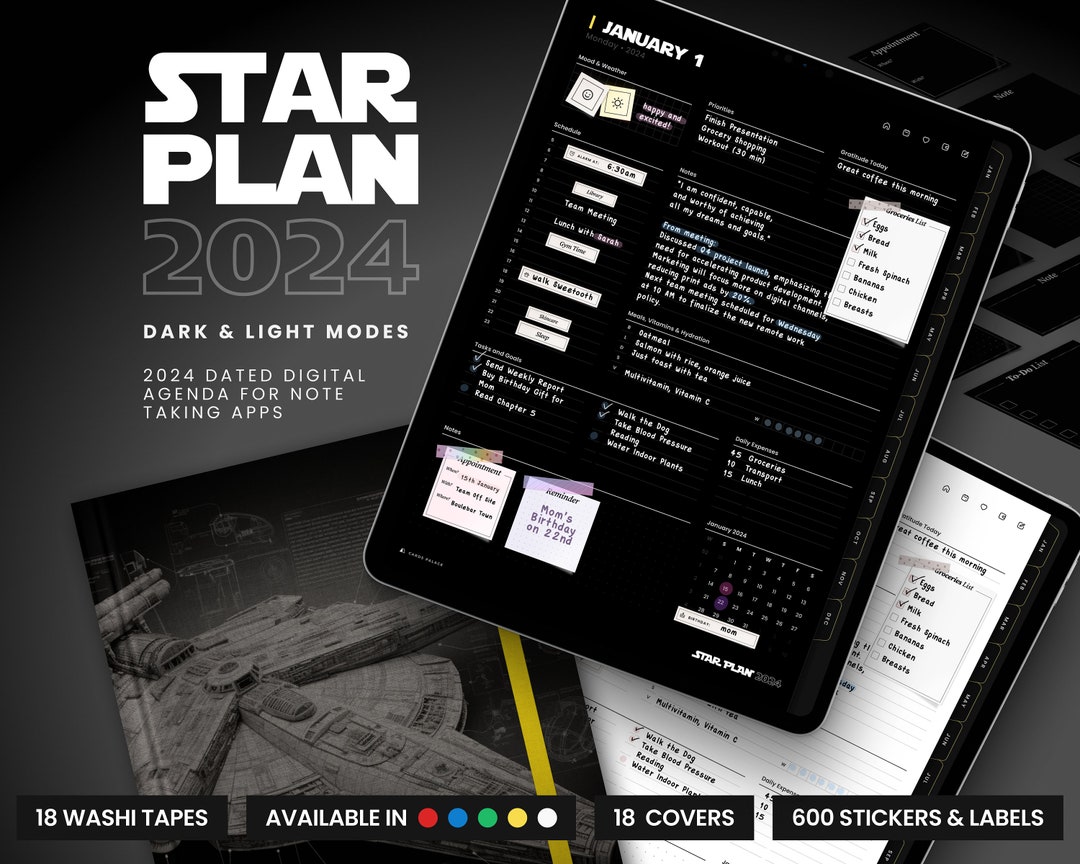 Star Planner 2024 | Digital Agenda | Portrait | Light and Dark Mode ...