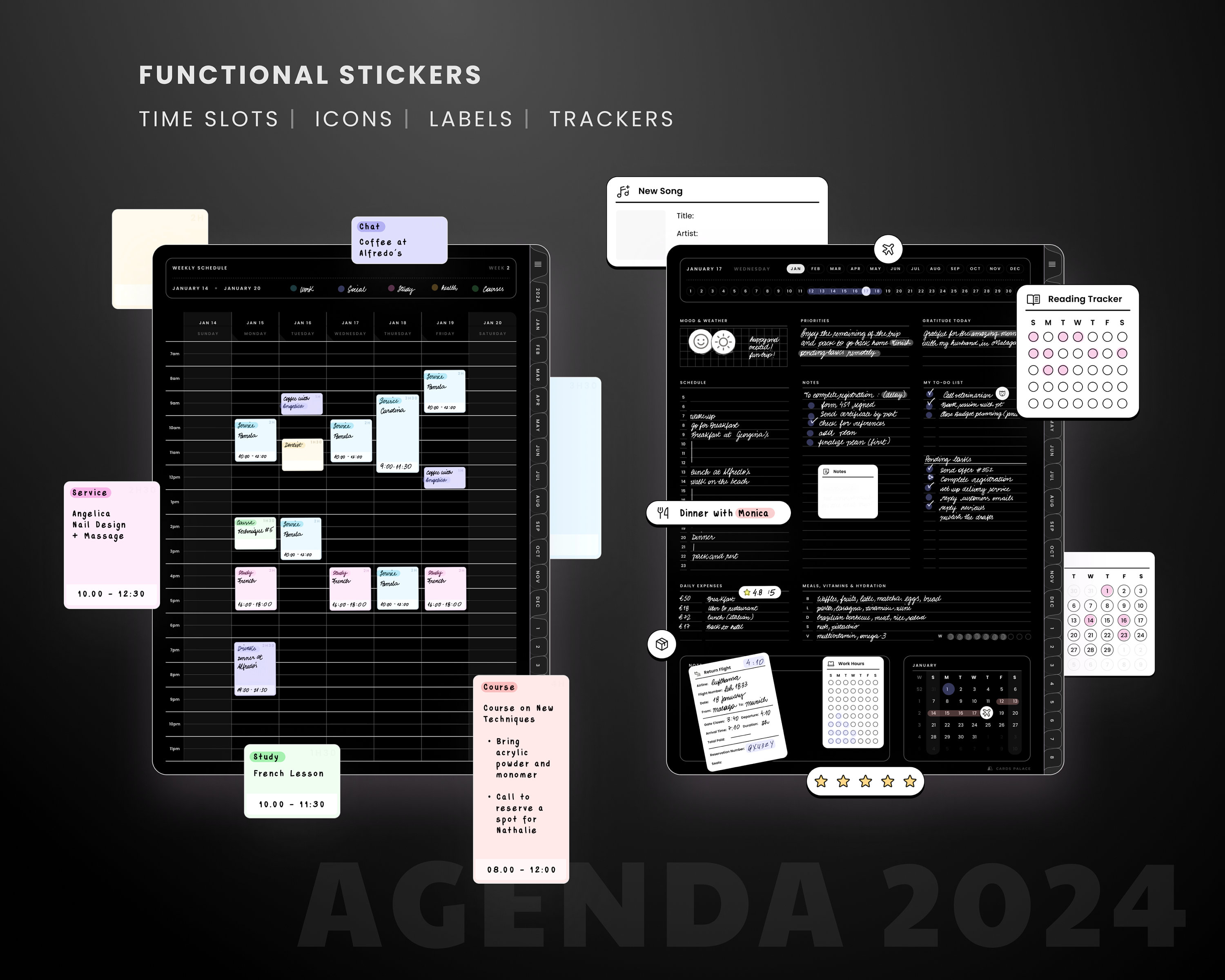 2024 Dark Mode Planner, 2024 Digital Planner in Dark Mode, 2024 Dark ...