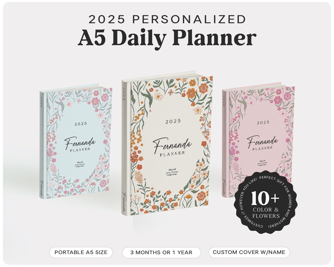 2025 Personalized A5 Planner Journal Agenda Daily Planner Weekly ...
