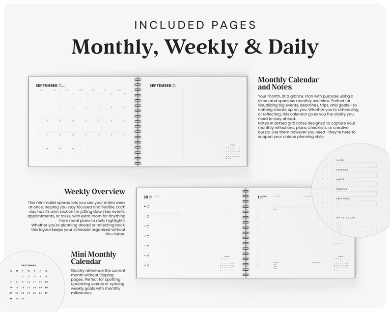 2025 2026 Minimalist Planner | Printable Small Landscape PDF | Daily ...