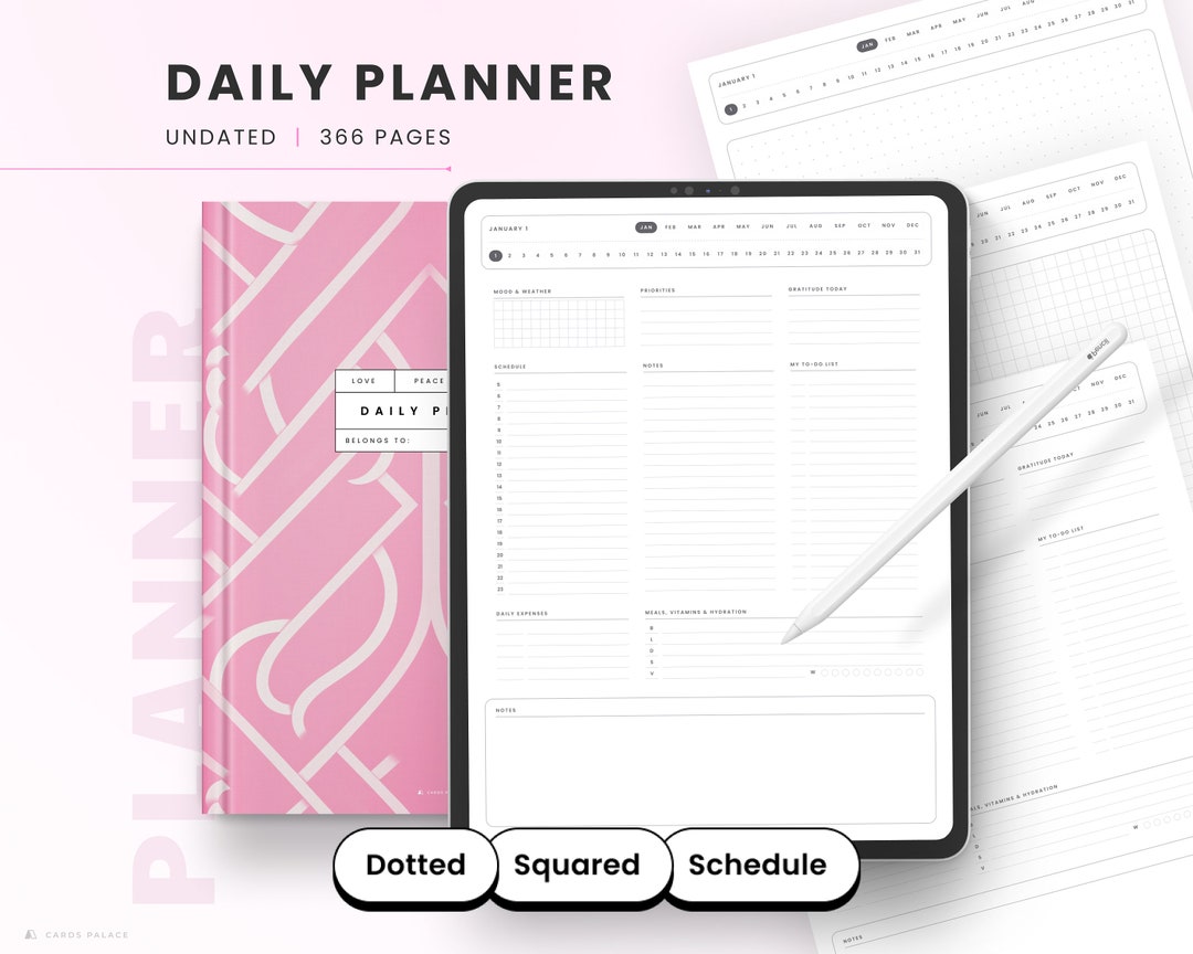 Digital Daily Planner, Undated Bullet Journal, Goodnotes, Notability ...